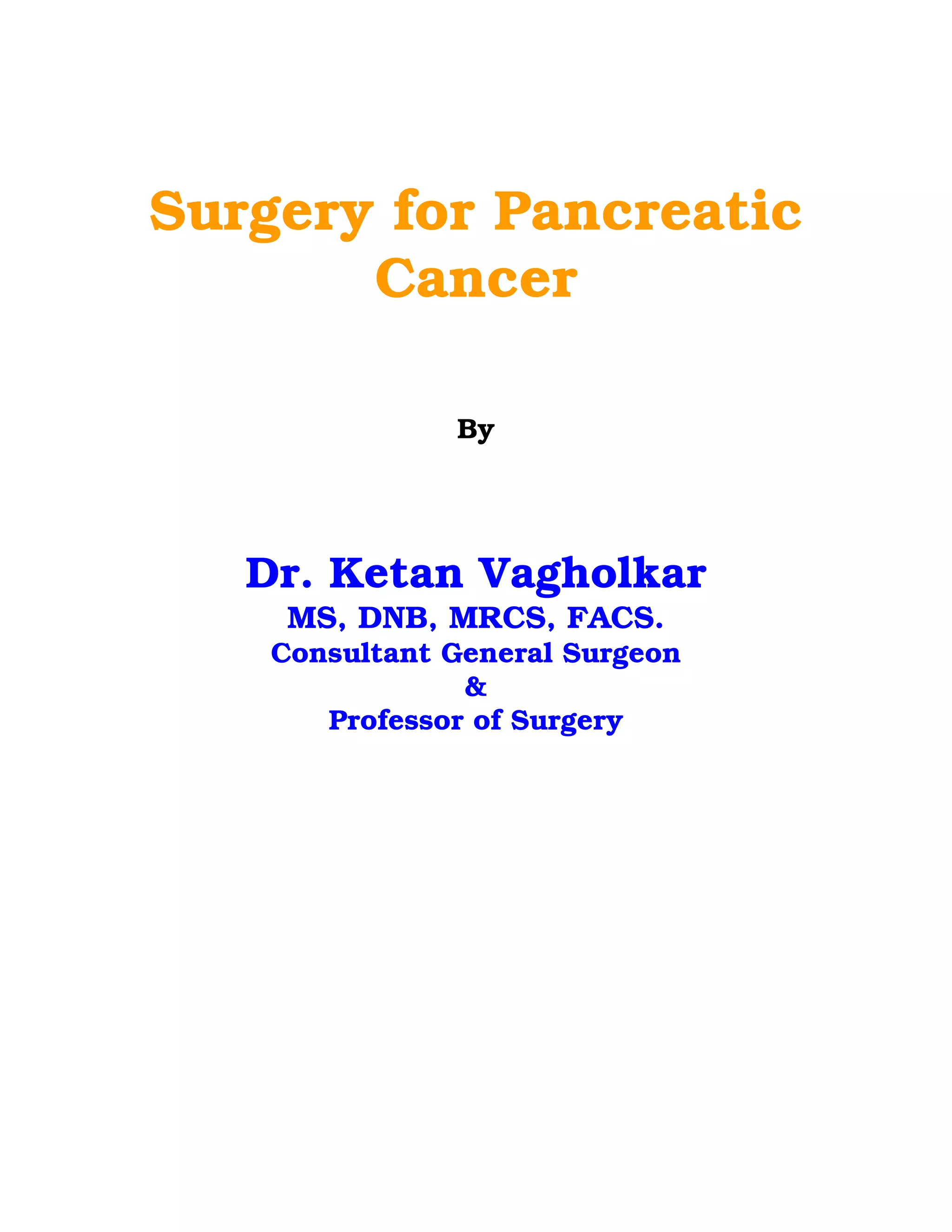 Surgery for pancreatic cancer | PDF