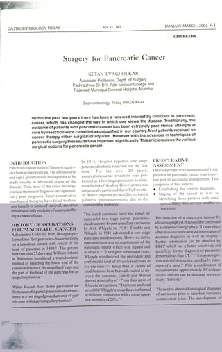 Surgery for pancreatic cancer | PDF