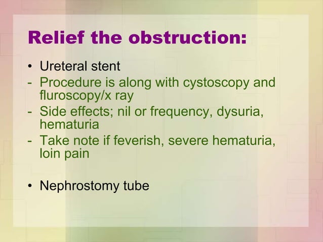 management of upper urinary obstruction | PPTX | Medical Health