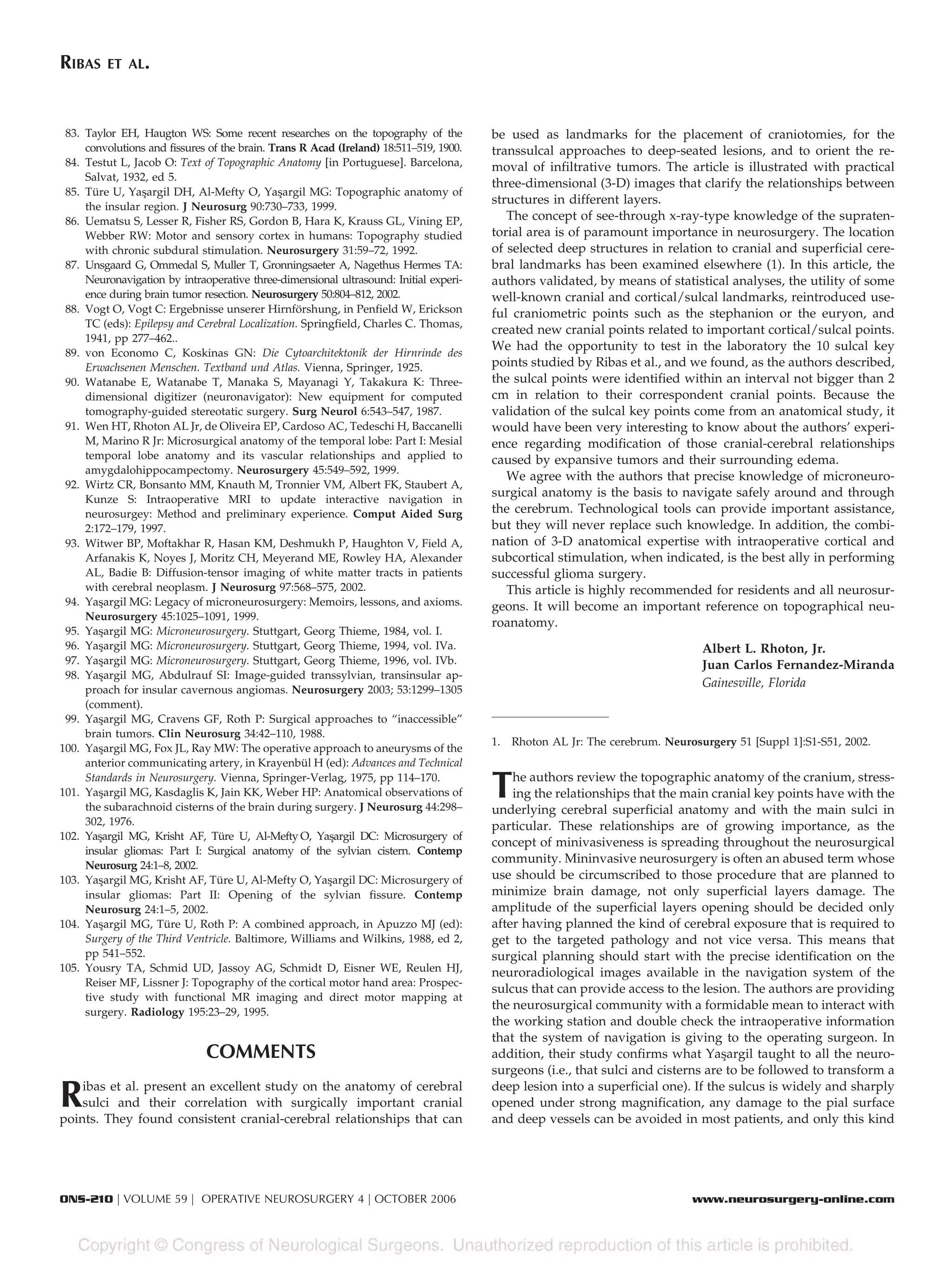 Surgical anatomy of microsurgical sulcal key points | PDF