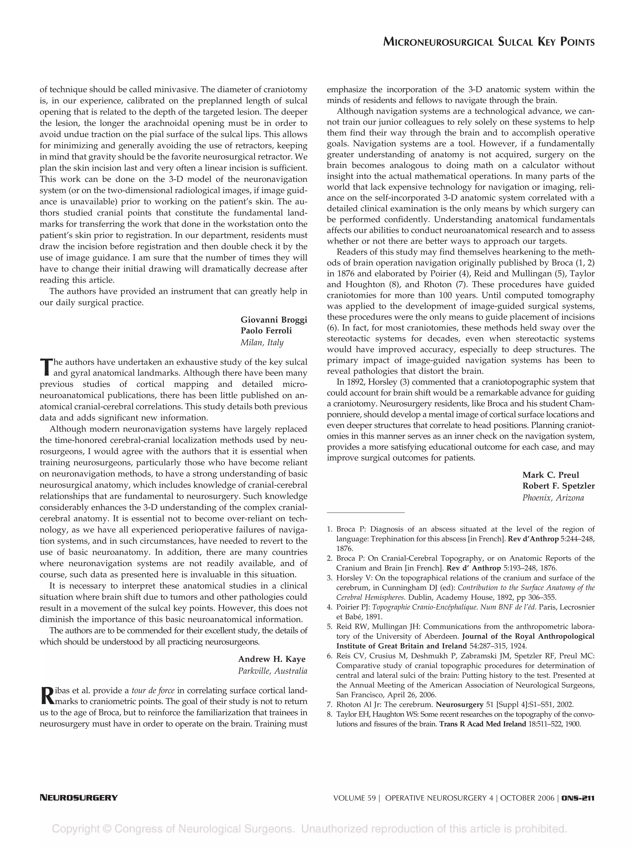 Surgical anatomy of microsurgical sulcal key points | PDF