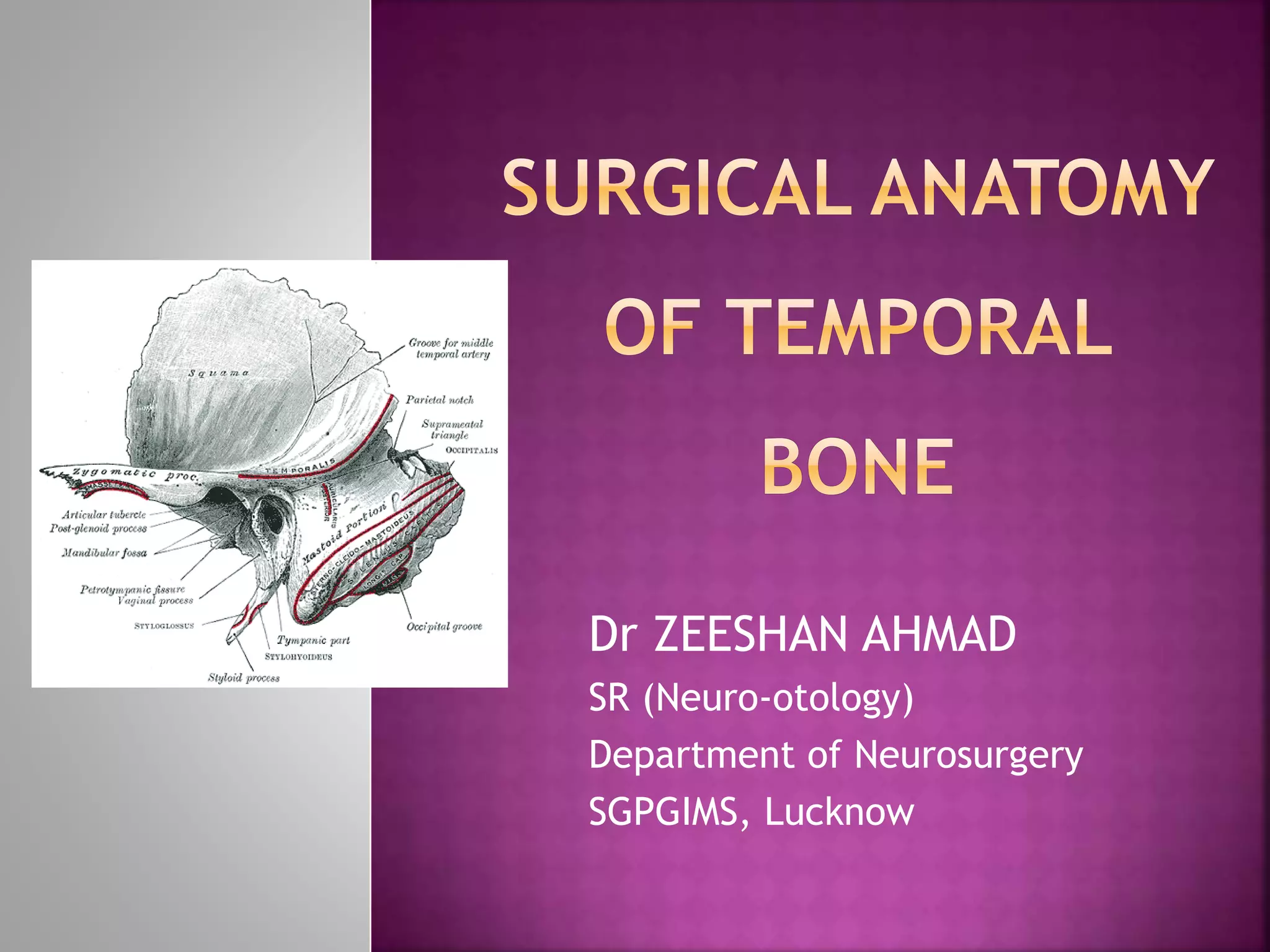 Surgical anatomy of temporal bone dr zeeshan ent lucknow | PPTX