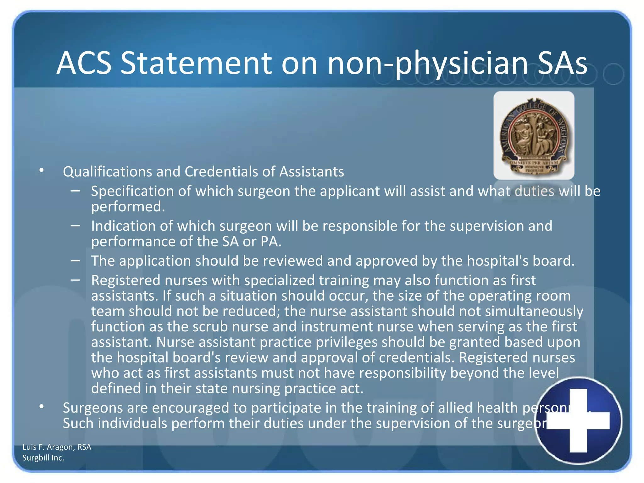 Surgical assistant overview | PPS