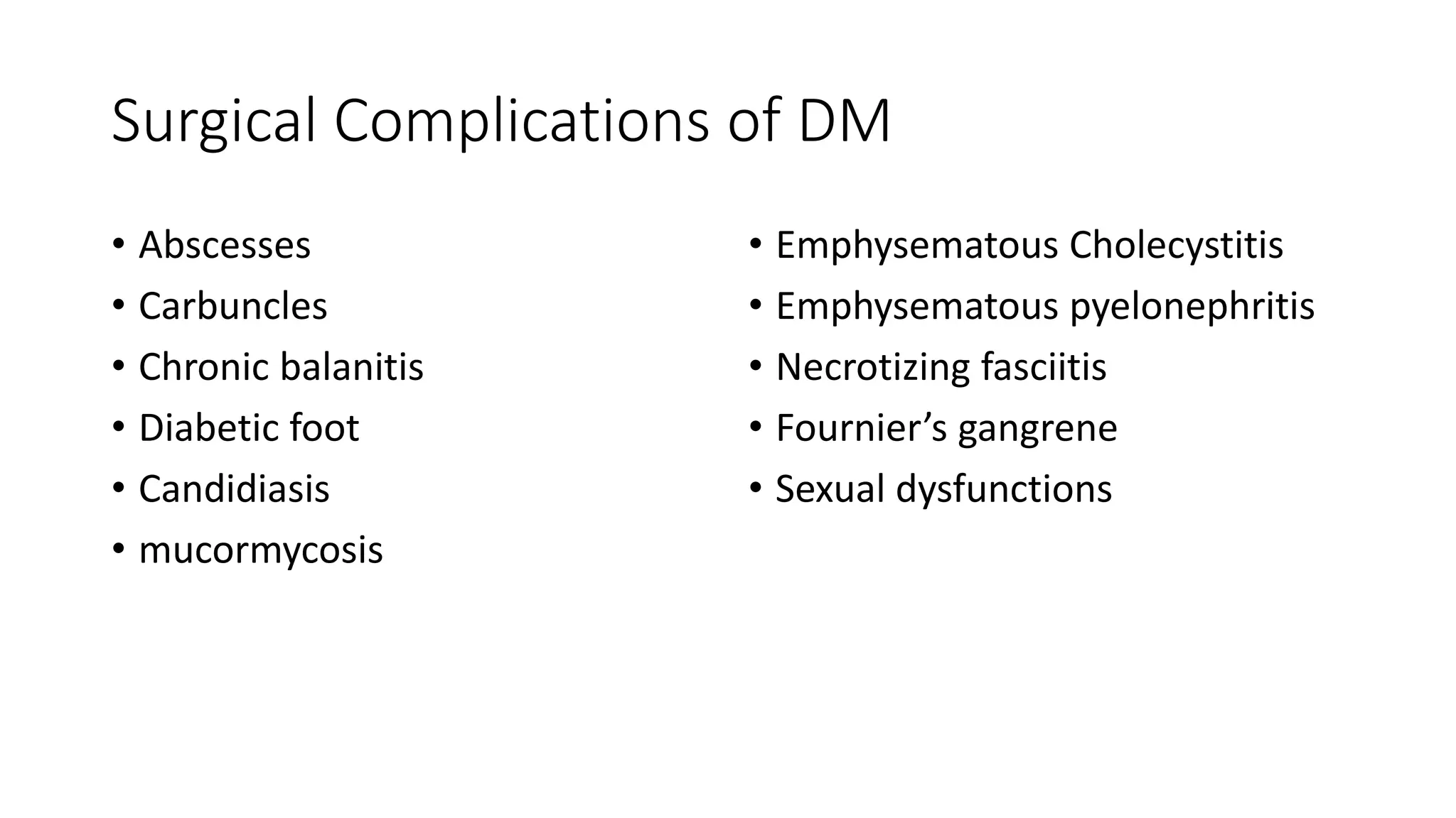 Surgical complications of diabetes mellitus | PPTX
