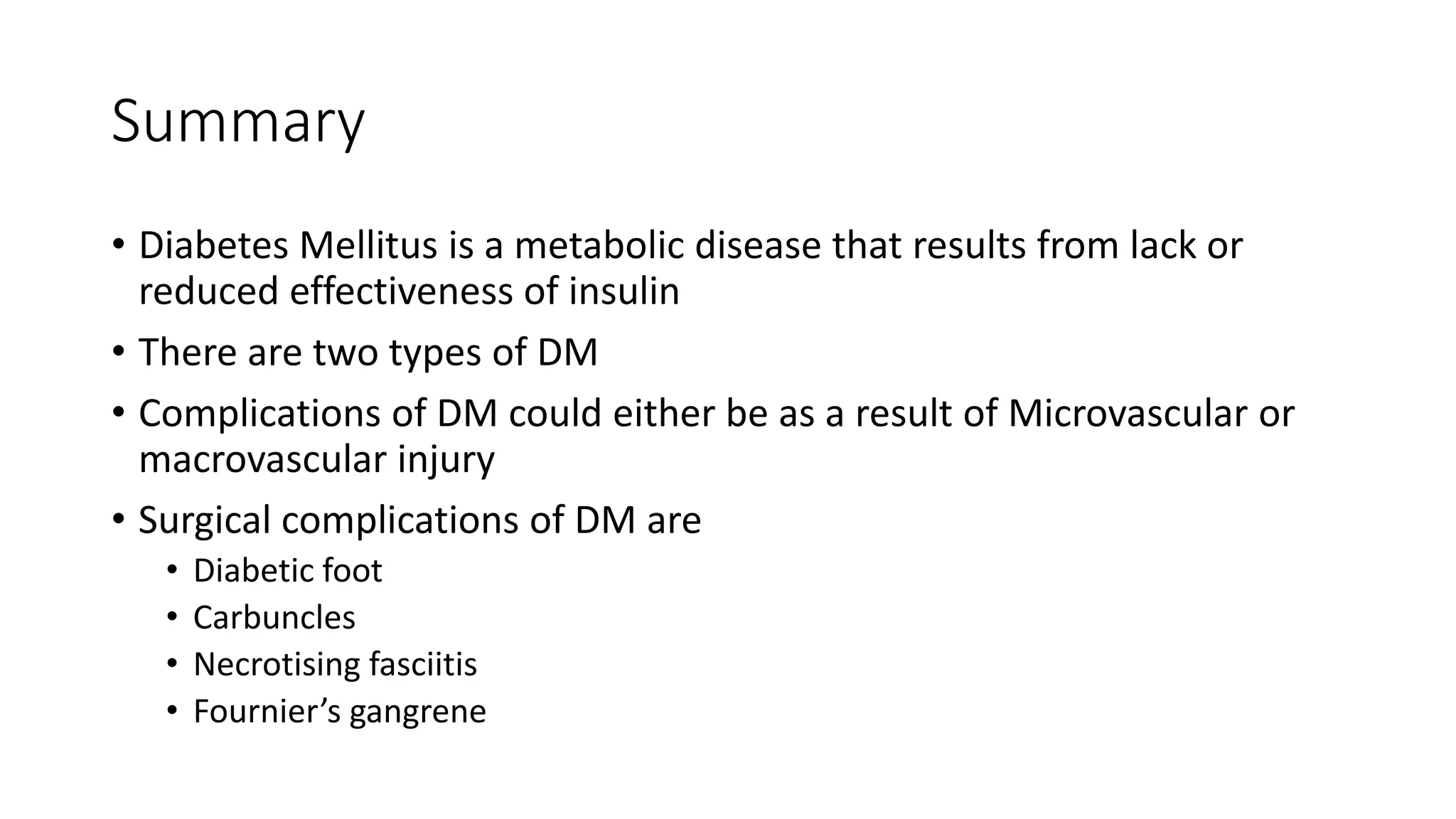 Surgical complications of diabetes mellitus | PPTX