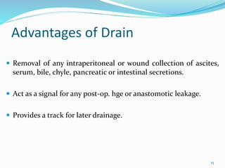 Surgical drains & its recent advancements (by dr. hakeem ullah) | PPTX