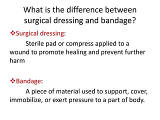 What is the difference between a dressing and a bandage store