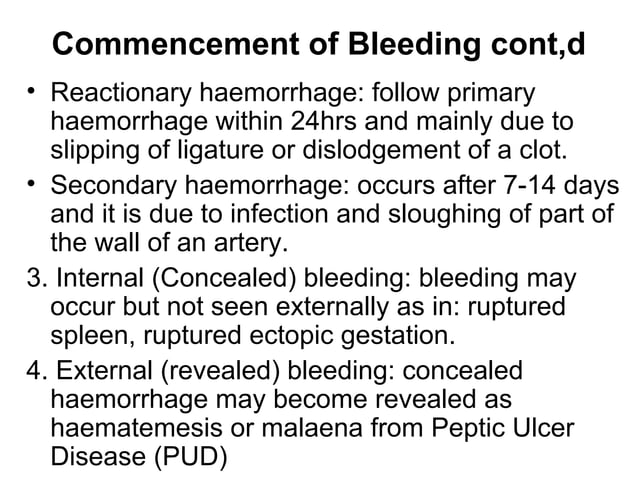 Surgical emergencies a) bleeding in surgery | PPT