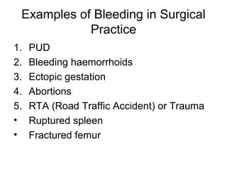 Surgical emergencies a) bleeding in surgery | PPT
