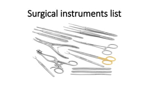 Surgical instruments list grey medical pptx | PPT