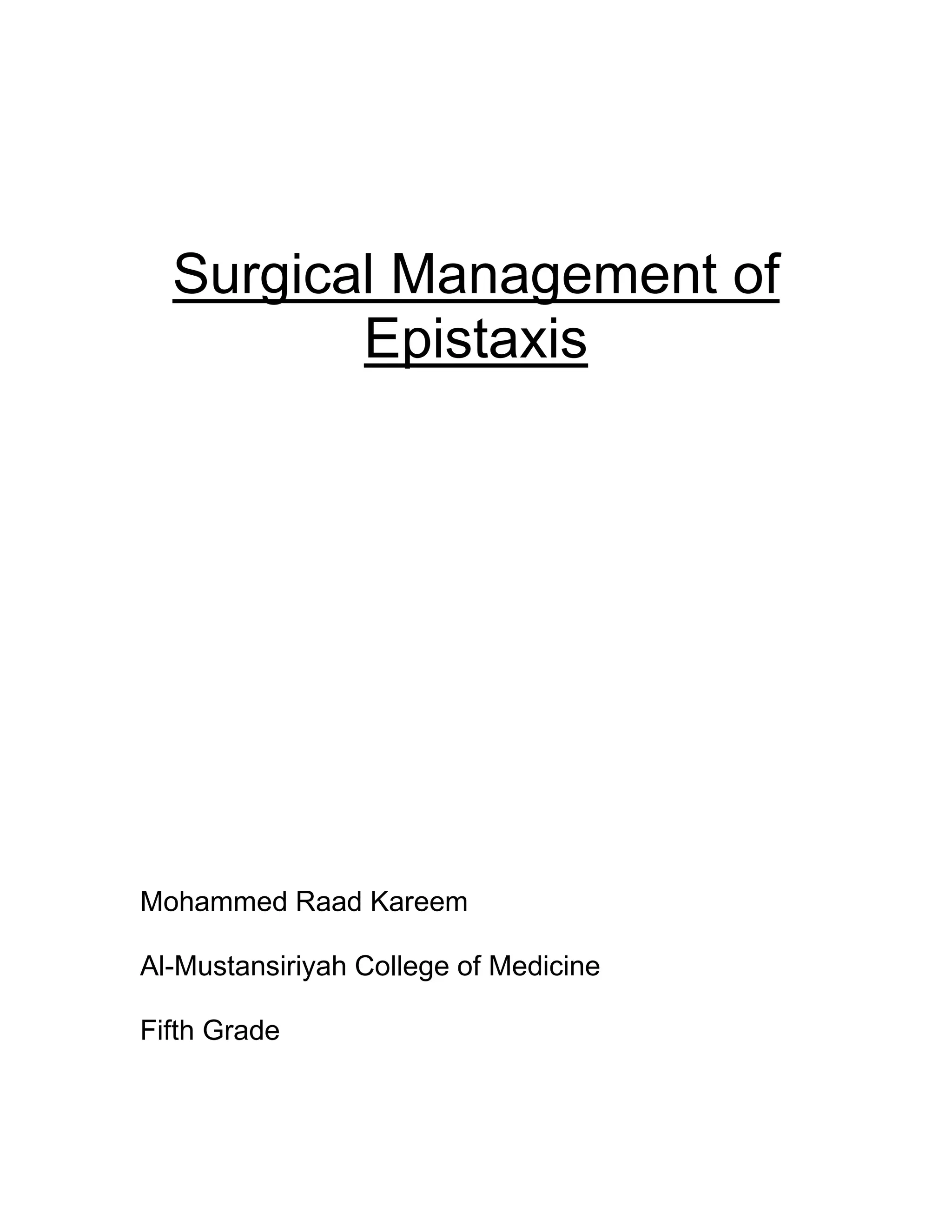 Surgical management of epistaxix | DOCX