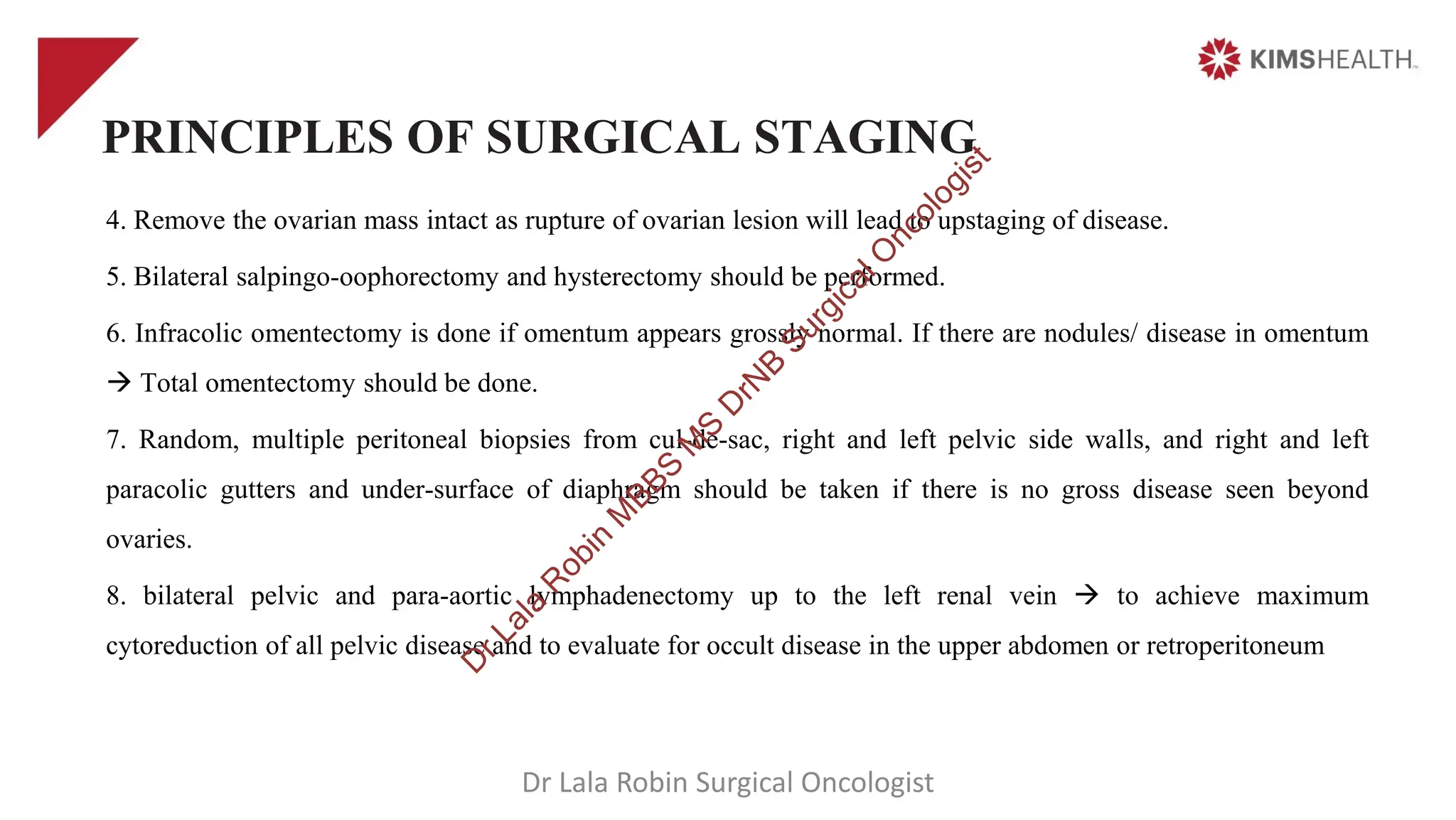 Surgical management of Ovarian Cancer Dr Lala Robin | PDF