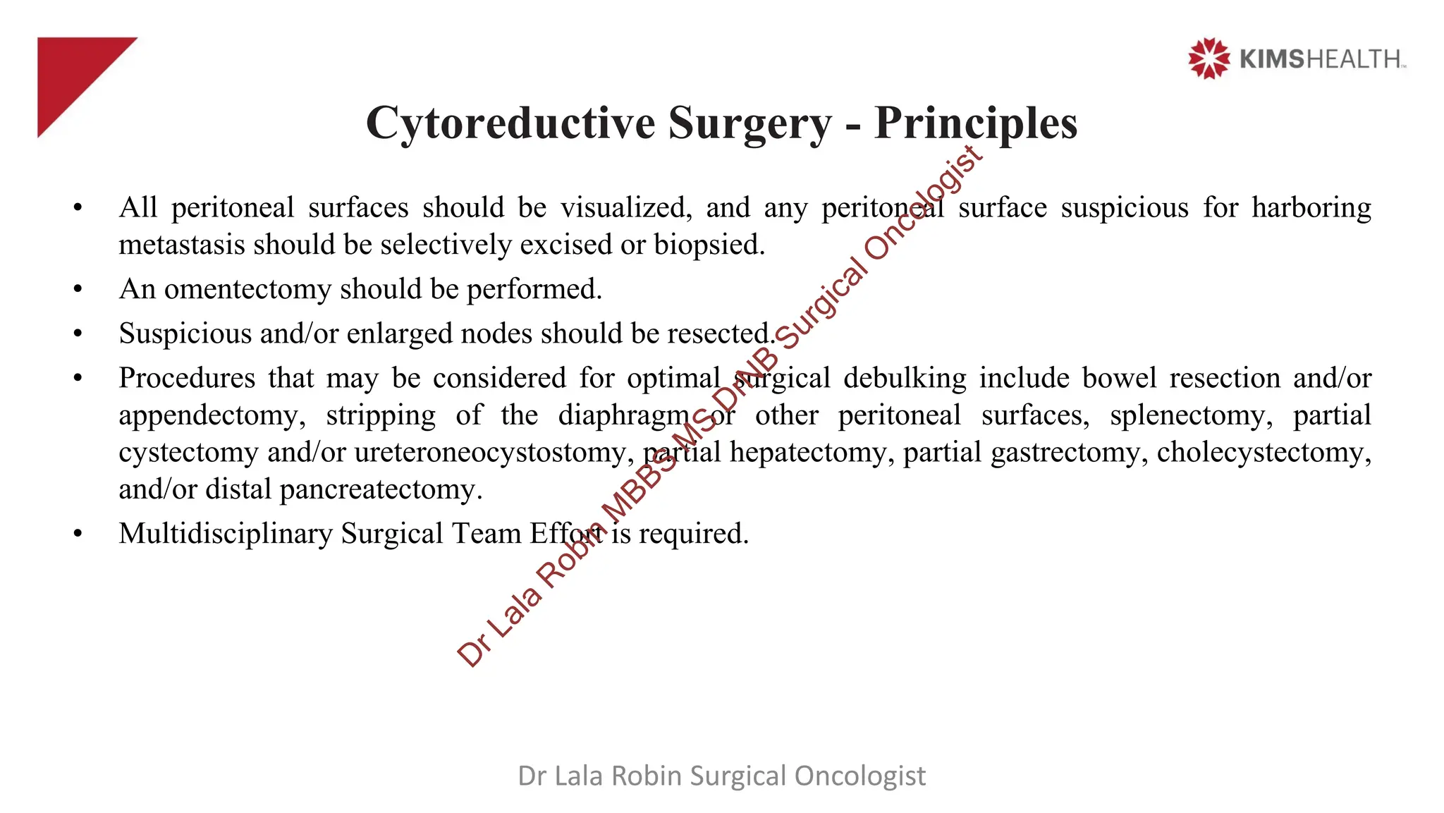 Surgical management of Ovarian Cancer Dr Lala Robin | PDF