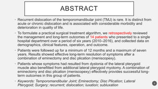 Journal Club on Surgical management of recurrent dislocation of tmj ...