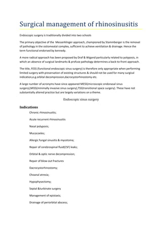 Surgical management of rhinosinusitis | PDF