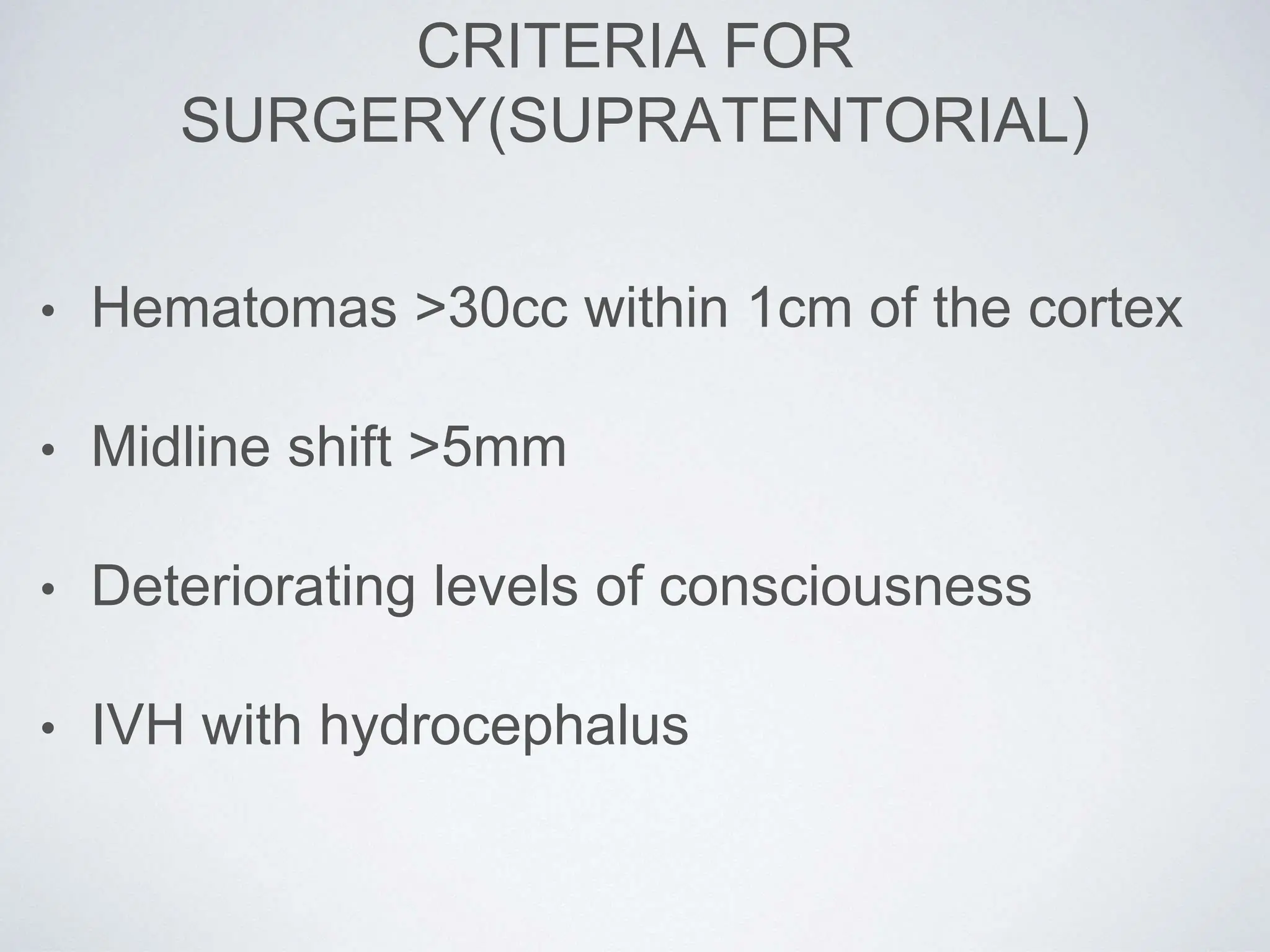 surgical mgt ICH of hemorraghic stroke. indications for surgery. | PPTX