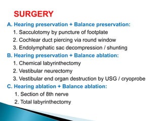 Surgical mx. of meneiers disease | PPTX