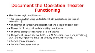 Surgical operation theater standards Dr.T.V.Rao MD | PPTX