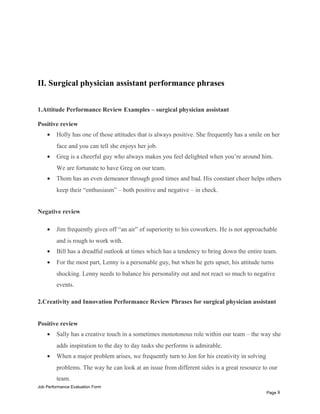 Surgical physician assistant performance appraisal | DOC | Resume ...