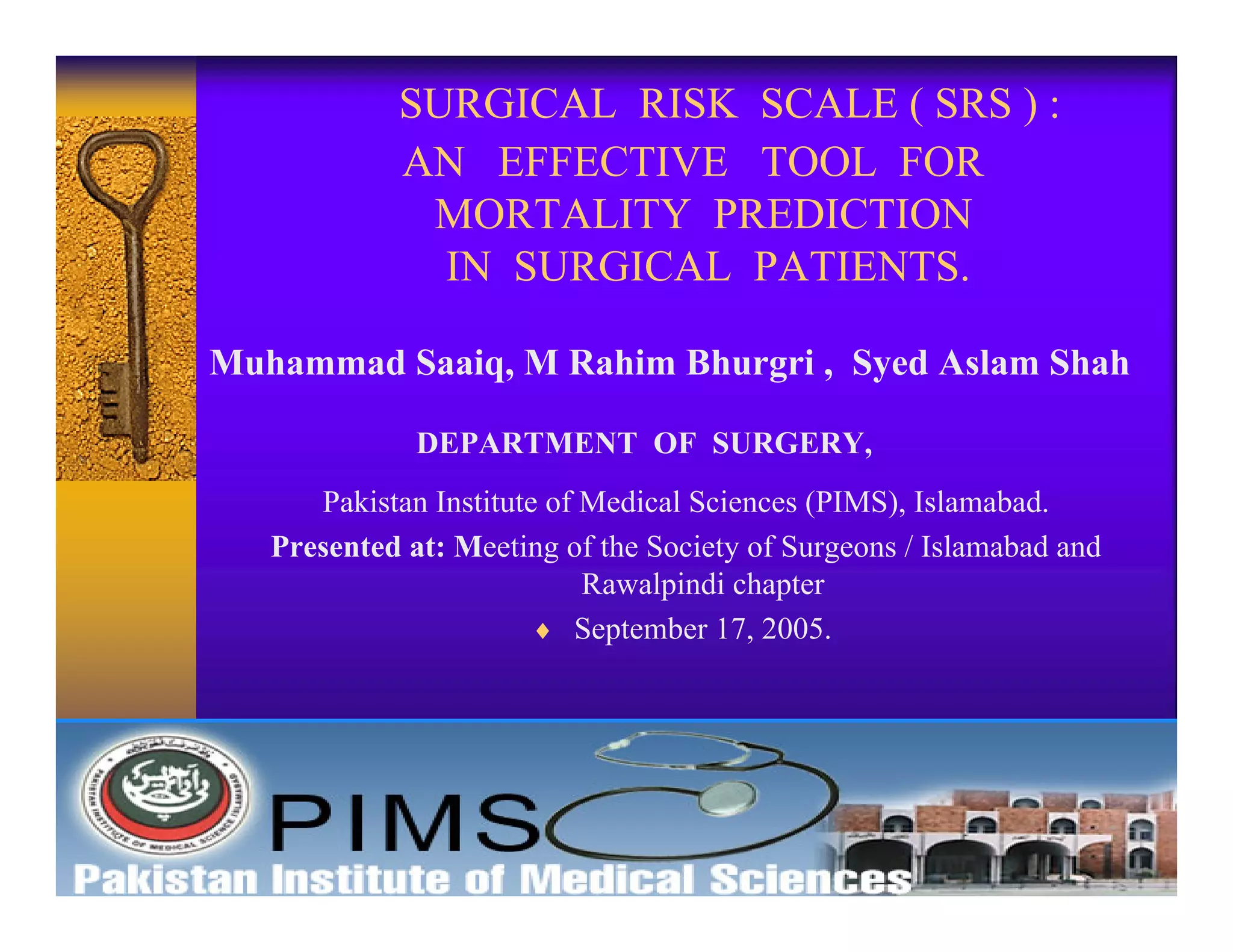 Surgical risk scale --- muhammad saaiq | PPT