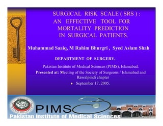 Surgical risk scale --- muhammad saaiq | PPT