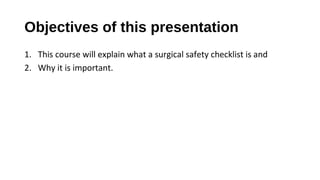 Surgical safety checklist | PPT