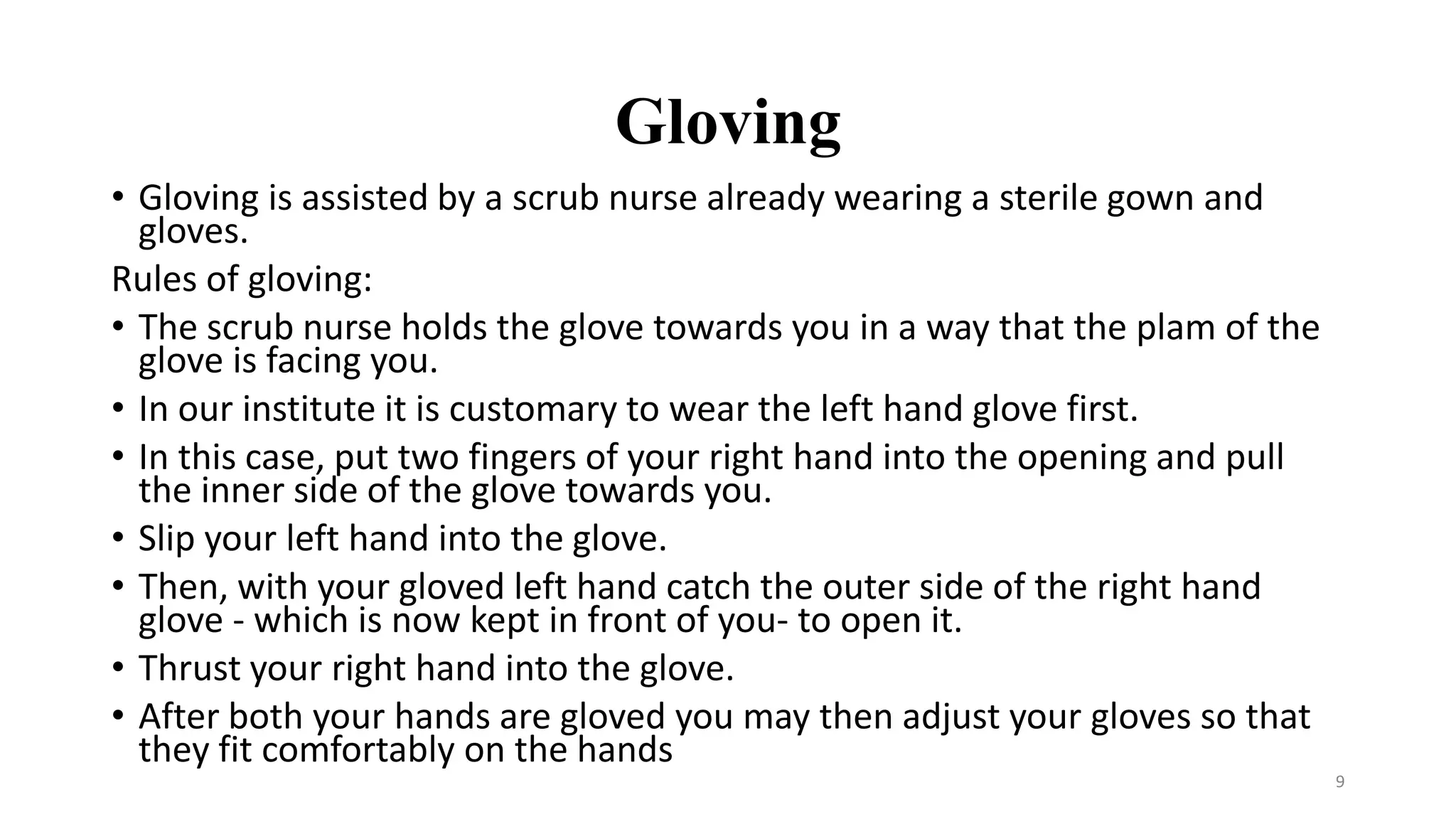 Surgical Scrubbing Gowning Gloving | PDF