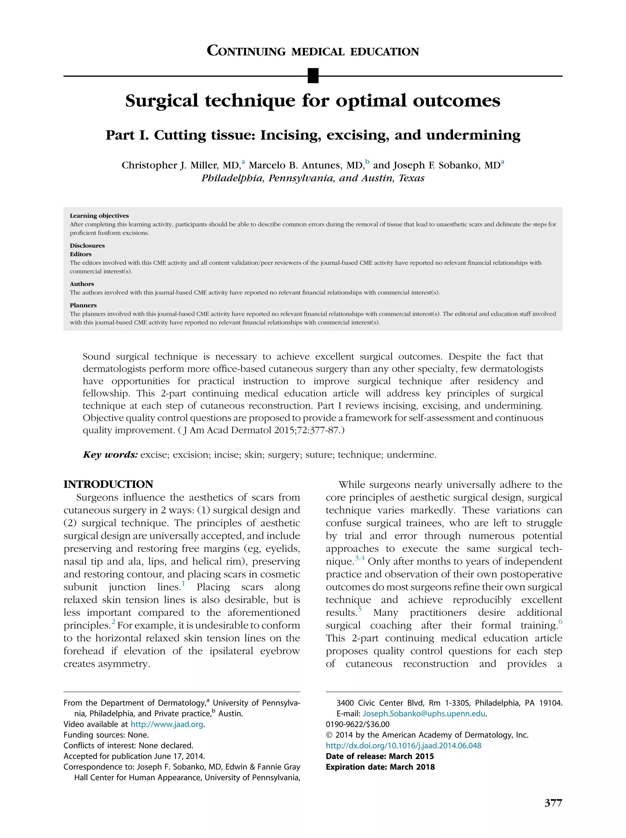 Surgical technique for optimal outcomes1 | PDF