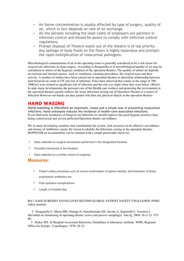 SURGICAL THEATER SAFETY - CHECK LIST | PDF | Infectious Diseases ...