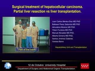 Surgical treatment of hepatocellular carcinoma.(Dr Juan Carlos Meneu ...
