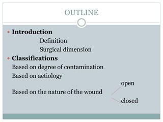 SURGICAL_WOUNDS,CLASSIFICATIONS,WOUND_HEALING_AND_COMPLICATIONS.ppt