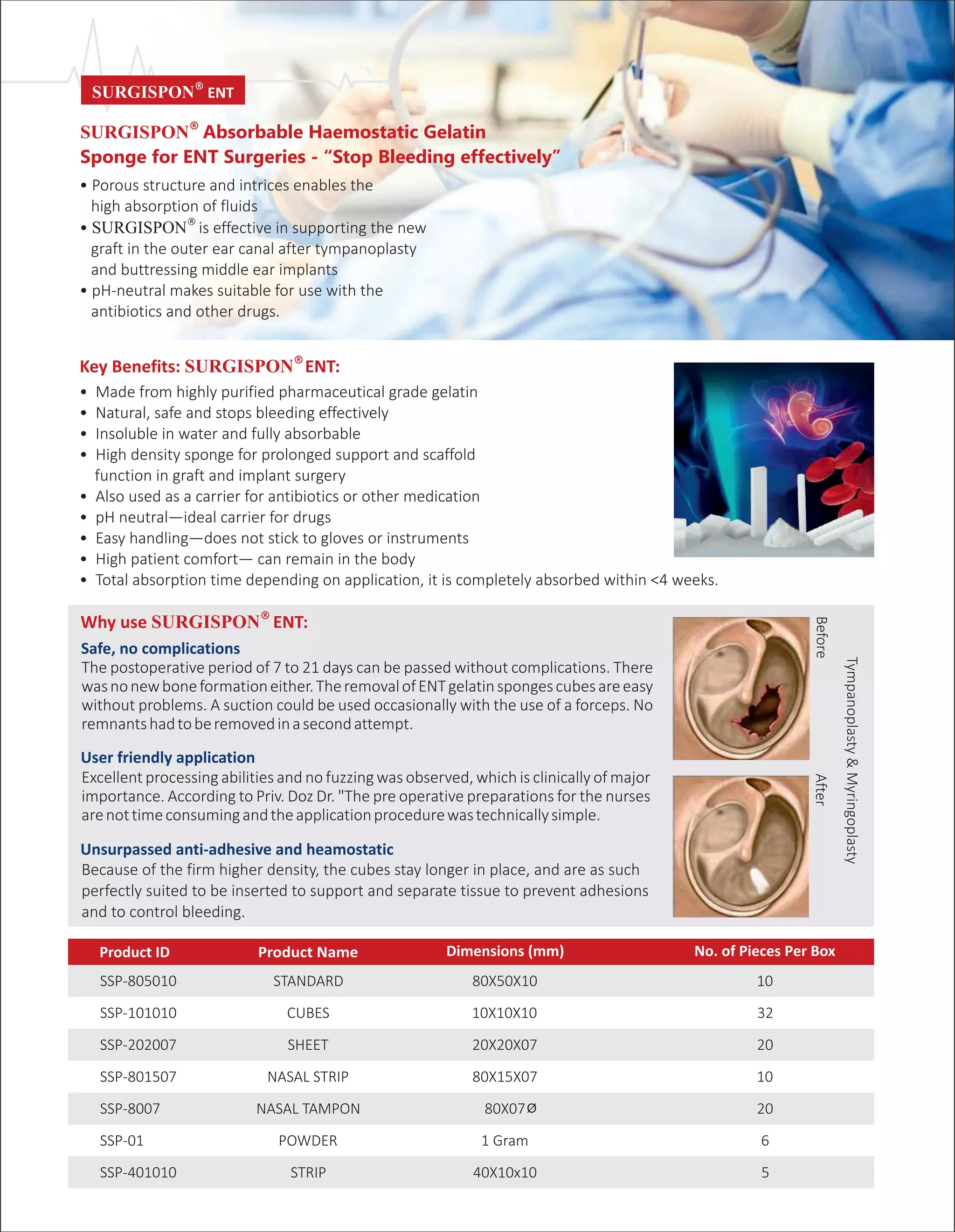 SURGISPONⓇ Absorbable Haemostatic Gelatin Sponge | PDF