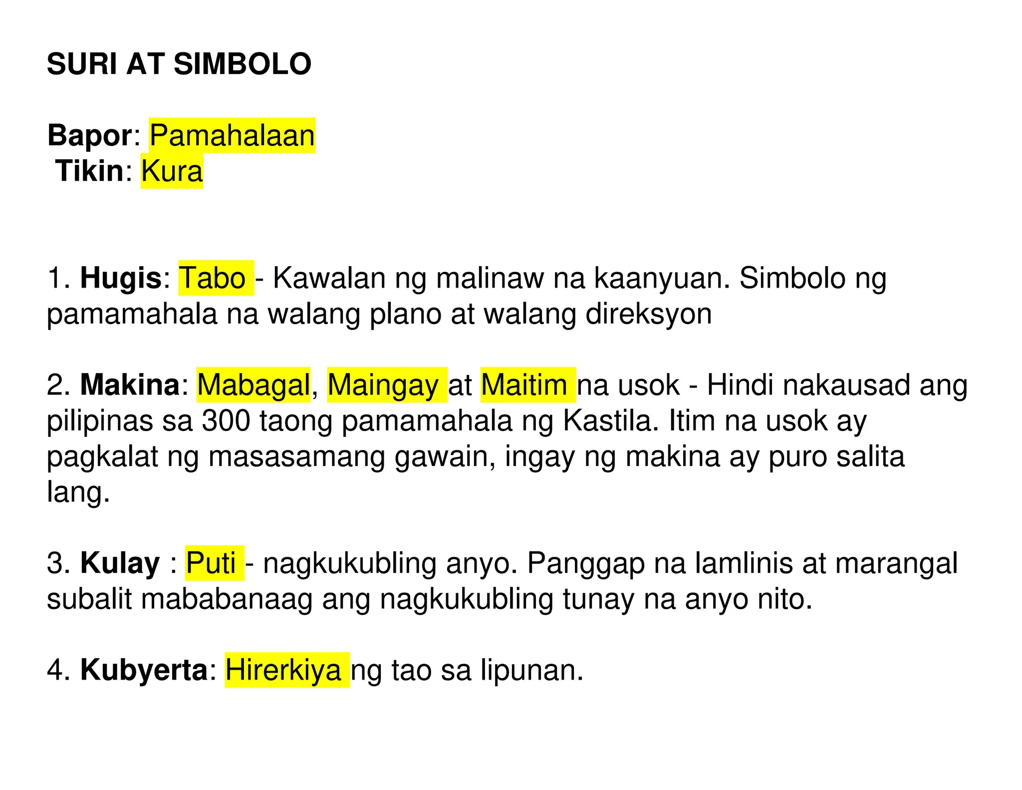 Suri at Simbolo ng el filibusterismo. Suri at Simbolo ng el ...