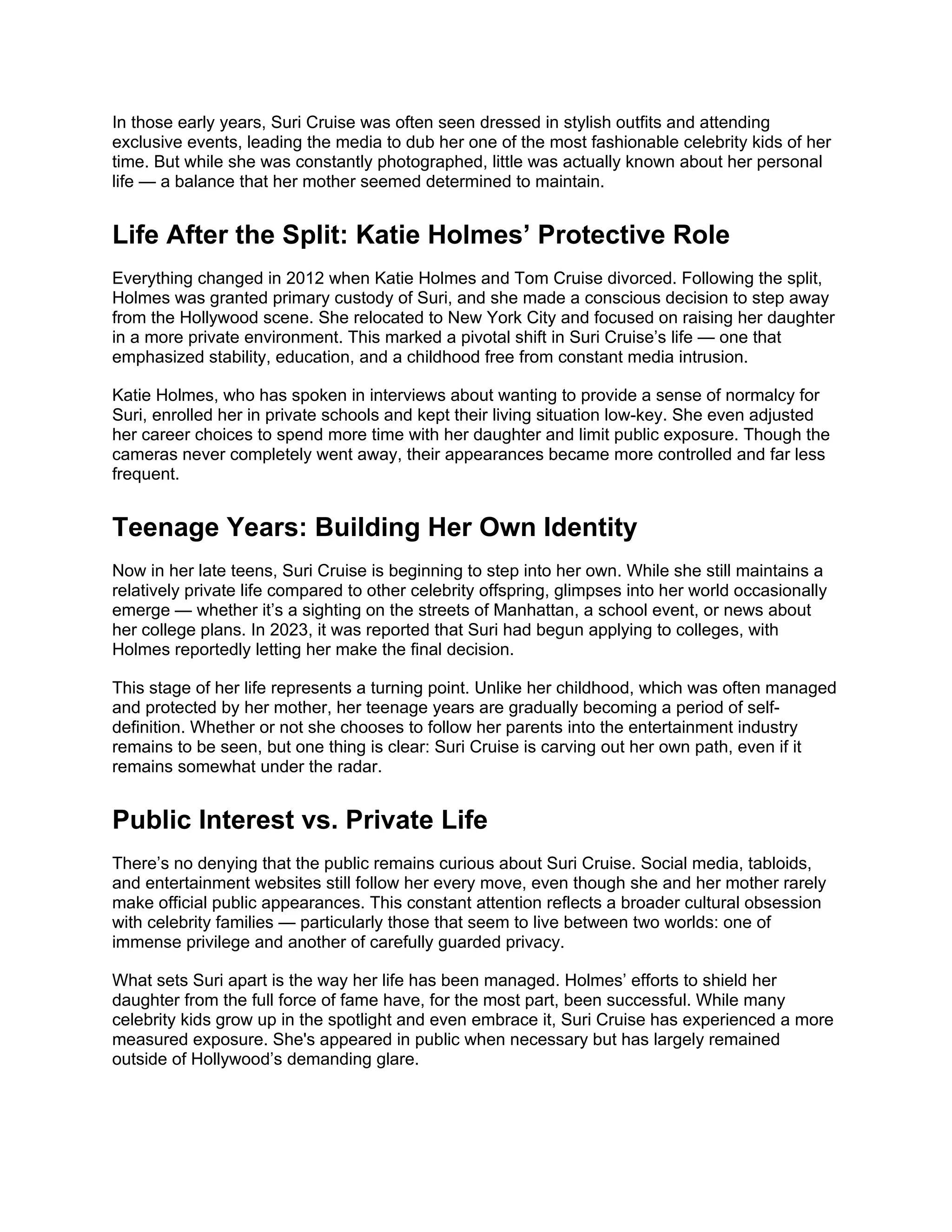 Suri Cruise Then and Now: Growing Up in the Shadow of Celebrity | PDF