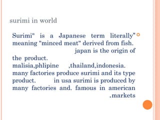 Definition, processing steps, fish products of SURIMI Dr Nermin.pptx