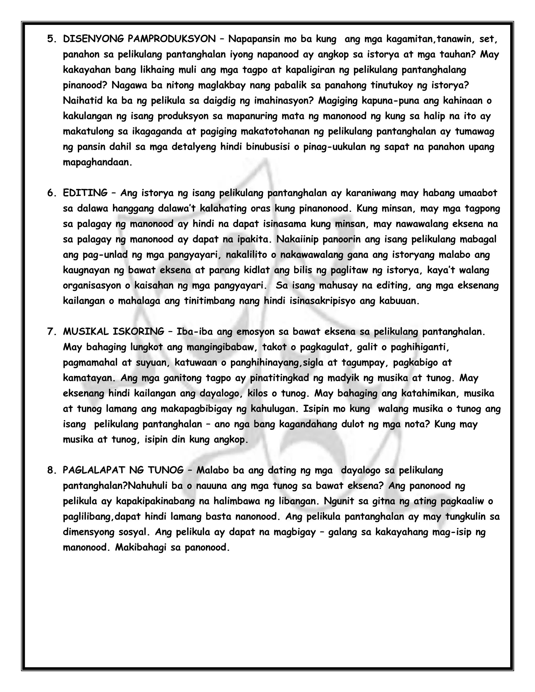 Suring pantanghalan at banghay | DOC