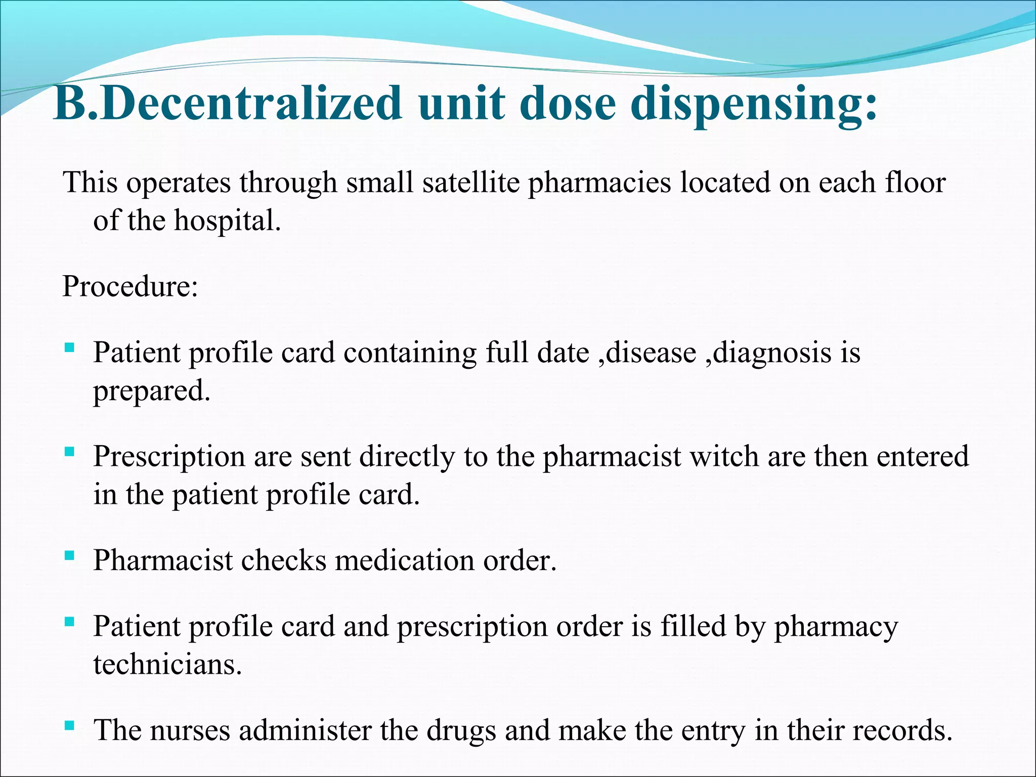 Drug distribution in hospital pharmacy | PPT