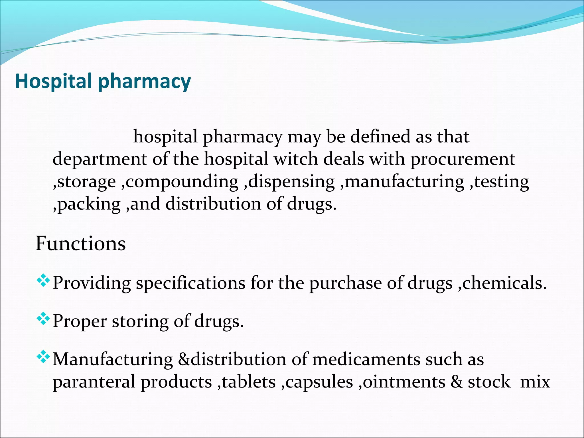 Drug distribution in hospital pharmacy | PPT