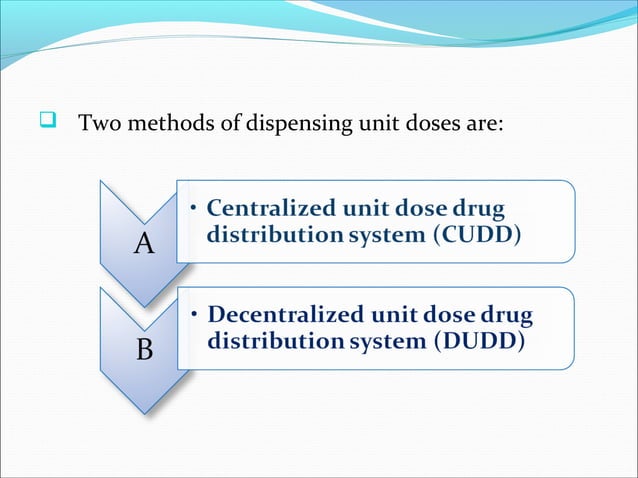 Drug distribution in hospital pharmacy | PPT