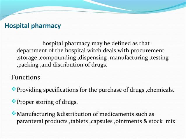 Drug distribution in hospital pharmacy | PPT