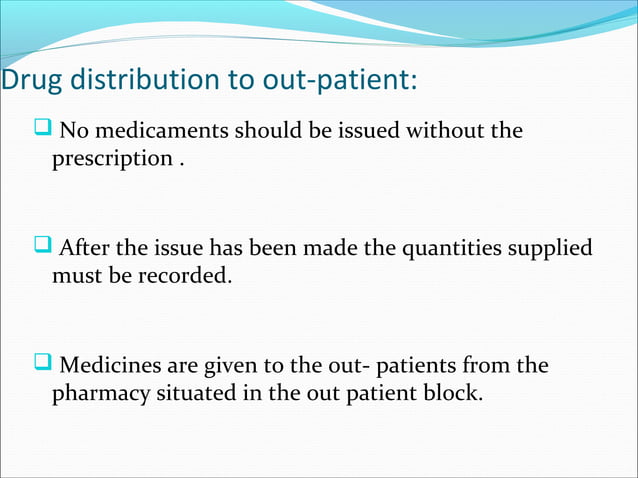 Drug distribution in hospital pharmacy | PPT