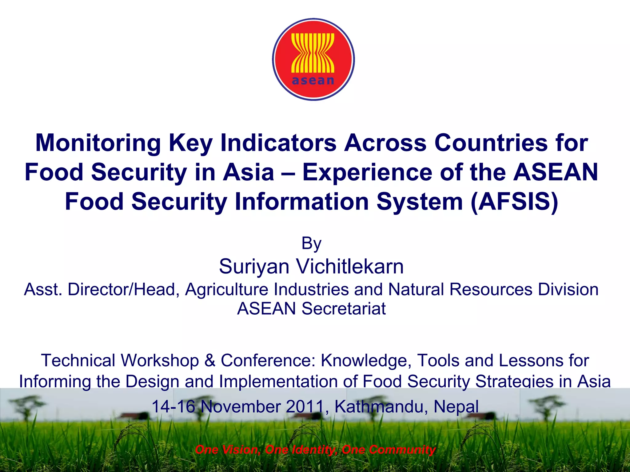 Monitoring key indicators across countries for food security in Asia – experience of the Asia ...