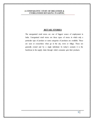 organised & unorganized retailing in jaipur | DOCX | Retail Industry ...