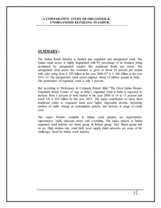 organised & unorganized retailing in jaipur | DOCX
