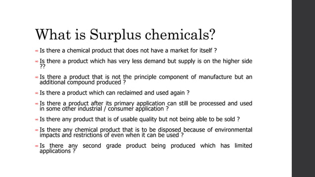 Surplus chemical industry overview | PPTX | Commodities | Economy