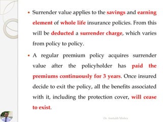 Surrender Value in Life Insurance by Dr. Amitabh Mishra | PDF