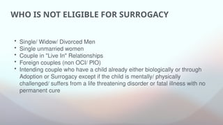surrogacy indications, contraindications,methods, eligibility | PPTX