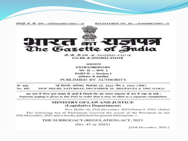 Surrogacy Regulation Act 2021 | PDF | Pregnancy | Reproductive Health
