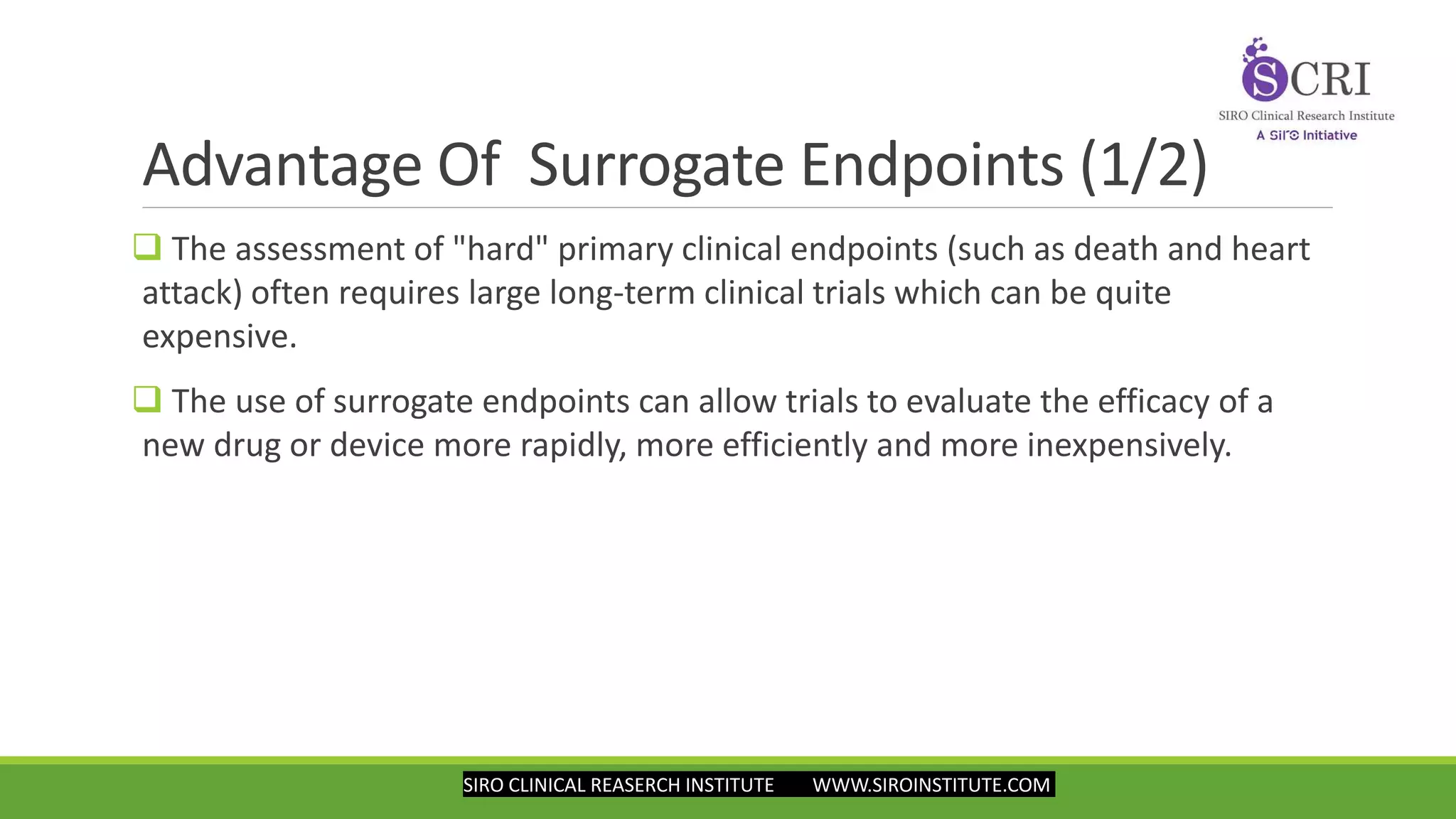 SURROGATE ENDPOINTS in Clinical Research.pptx