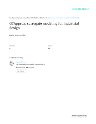 Surrogate modeling for industrial design | PDF | Mechanical and ...